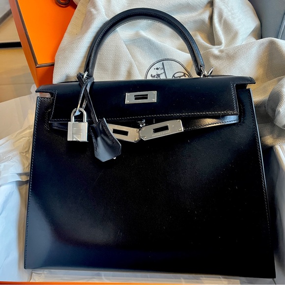 Hermes | Bags | Brand New Box Calf Kelly Sellier 28 With Silver ...